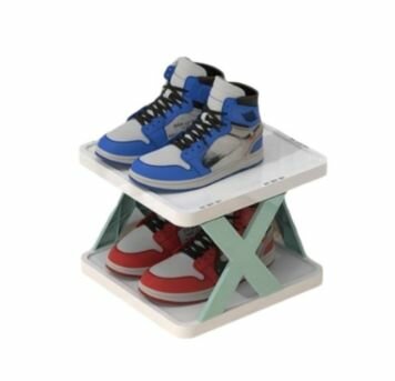 Складная полка для обуви из пластика — 1 полка, синий/оранжевый; качественная для прихожей, коридора и гардероба