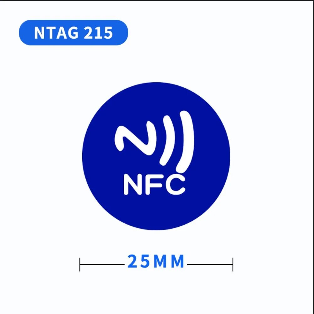 NFC NTAG 215 наклейки, синий, 10 шт.