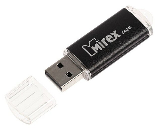 Флеш-карта Mirex Unit black, 64 Гб, USB 2.0, чтение до 25 Мб/с, черная