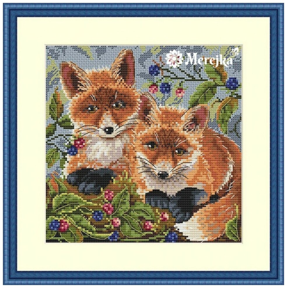Набор для вышивания Мережка #K-44 Лисички, Счетный крест, 18 x 18 см