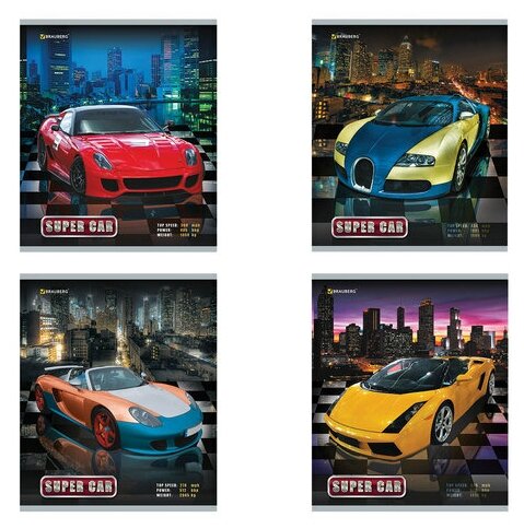 Тетрадь А5, 48 л, BRAUBERG ЭКО, клетка, обложка картон, авто, 401282 (цена за 1 ед. товара)