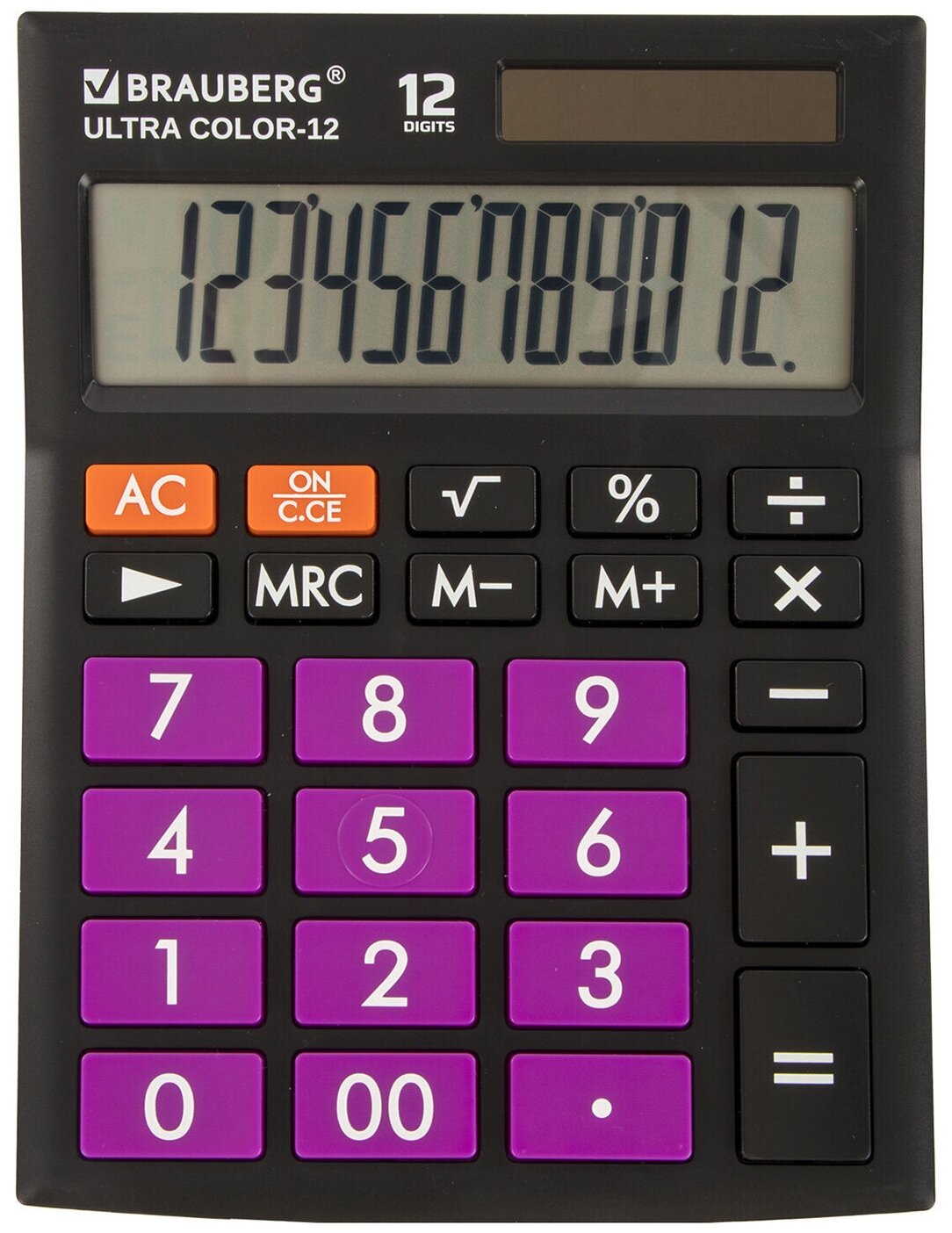 Калькулятор настольный Brauberg ULTRA COLOR-12-BKPR черно-фиолетовый, 250501