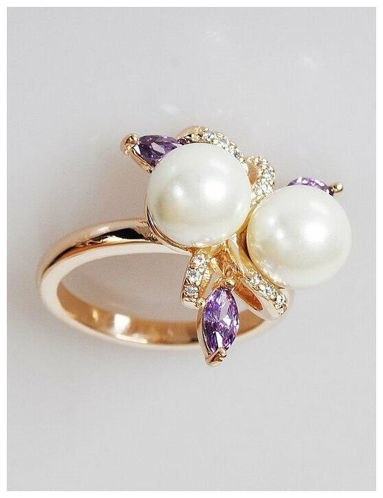 Кольцо, жемчуг Swarovski синтетический