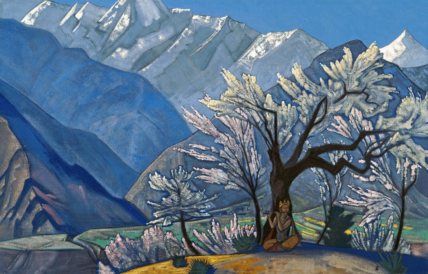Постер "Кришна", серия "Кулу", 1929, Н. К. Рерих, репродукция (26,5 х 41 см), печать на шелке