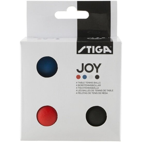 Мячи для настольного тенниса Stiga Sports Stiga Joy 40+ Plastic ABS x4 Assorted 1110-5240-04, диаметр 40+мм, пластик, упак. 4 шт