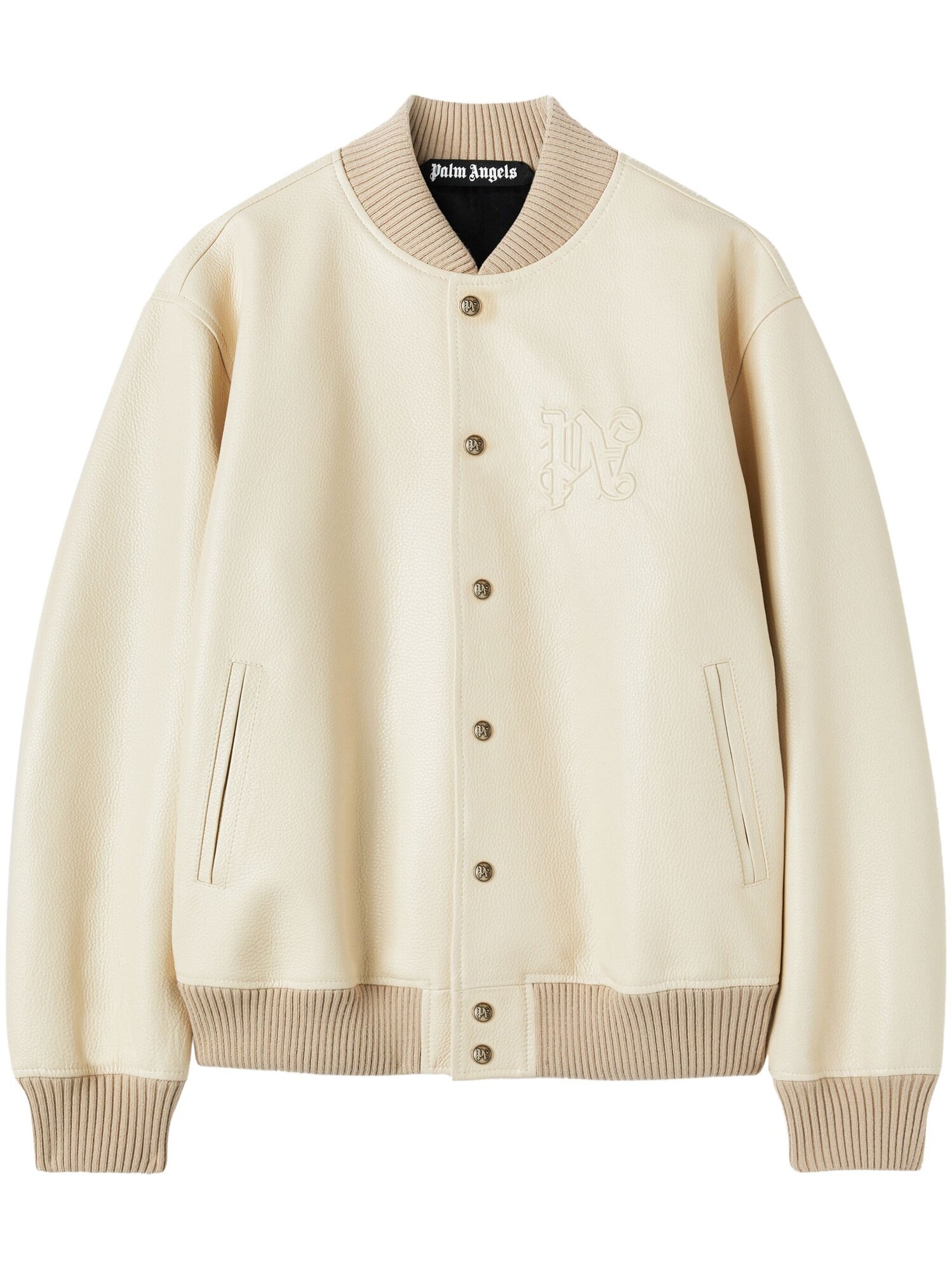 Бомбер Monogram-embossed leather bomber jacket