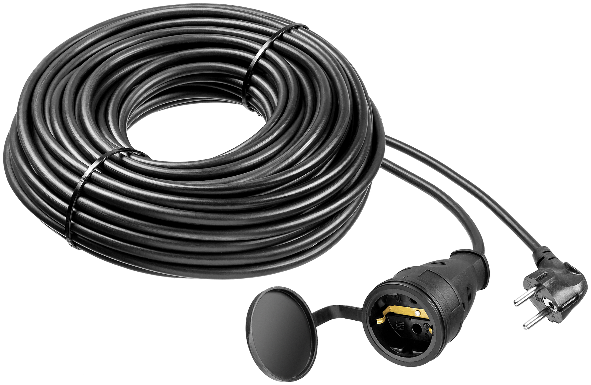 Удлинитель-шнур ЗУБР 55020-30, 1 розетка, с/з, 16А / 3500 Вт 1 30 м 1.5 кв. мм 25 мм 25 мм черный