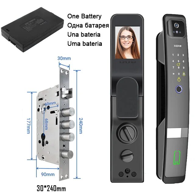 WiFi умный замок с распознаванием лица, Y2P 30240 S BAT, серый