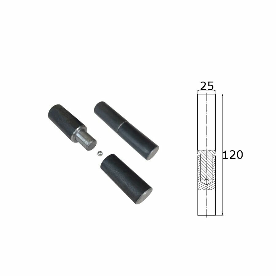 Петля воротная приварная 25х120мм 1 штука с шарикоподшипником