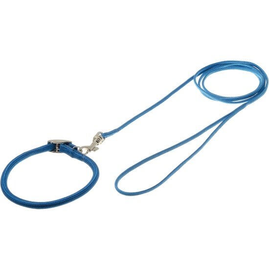 Комплект V.i.pet 6мм х 28см (21-24 см) круглый + поводок 3мм х 1,2м (ультрамарин) 78-2030