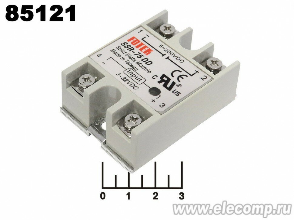 Оптореле 3-32VDC 75A/5-200VDC SSR-75DD
