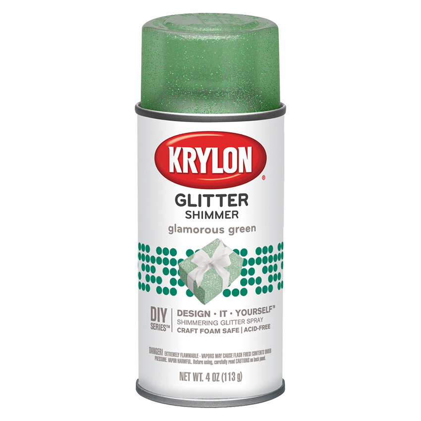 Лак с блестками "Krylon Glitter", зеленый, для любых поверхностей, 113 г