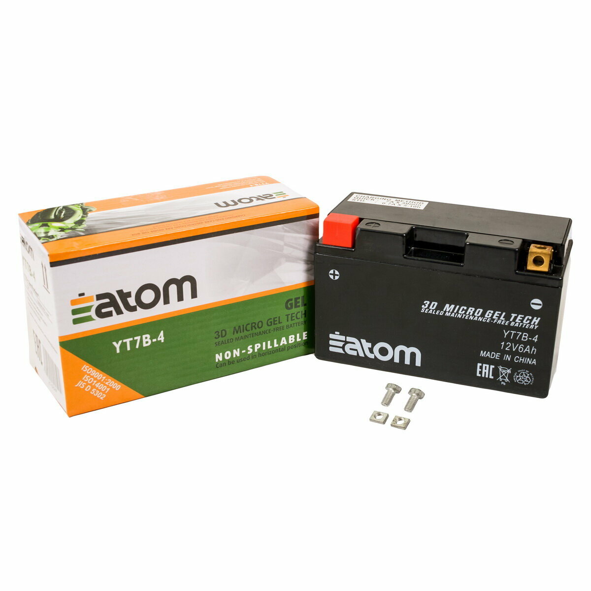 ATOM Мото аккумулятор YT7B-BS (YT7B-4) GEL гелевый