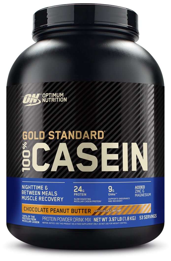 Казеин Optimum Nutrition 100% Casein Gold Standard 1800г, шоколад и арахисовое масло
