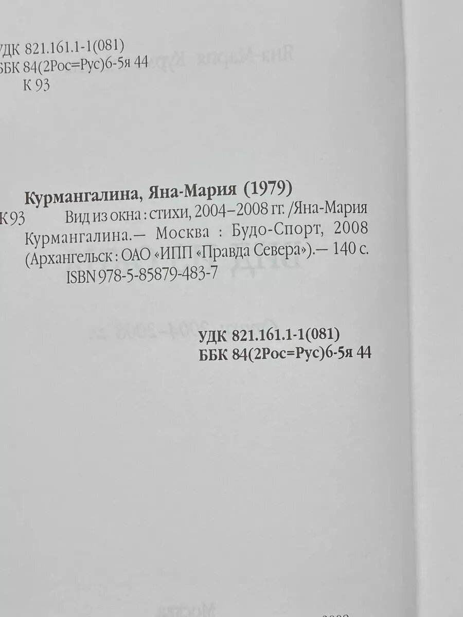 Книга. Вид из окна 2008 (2040717297612)