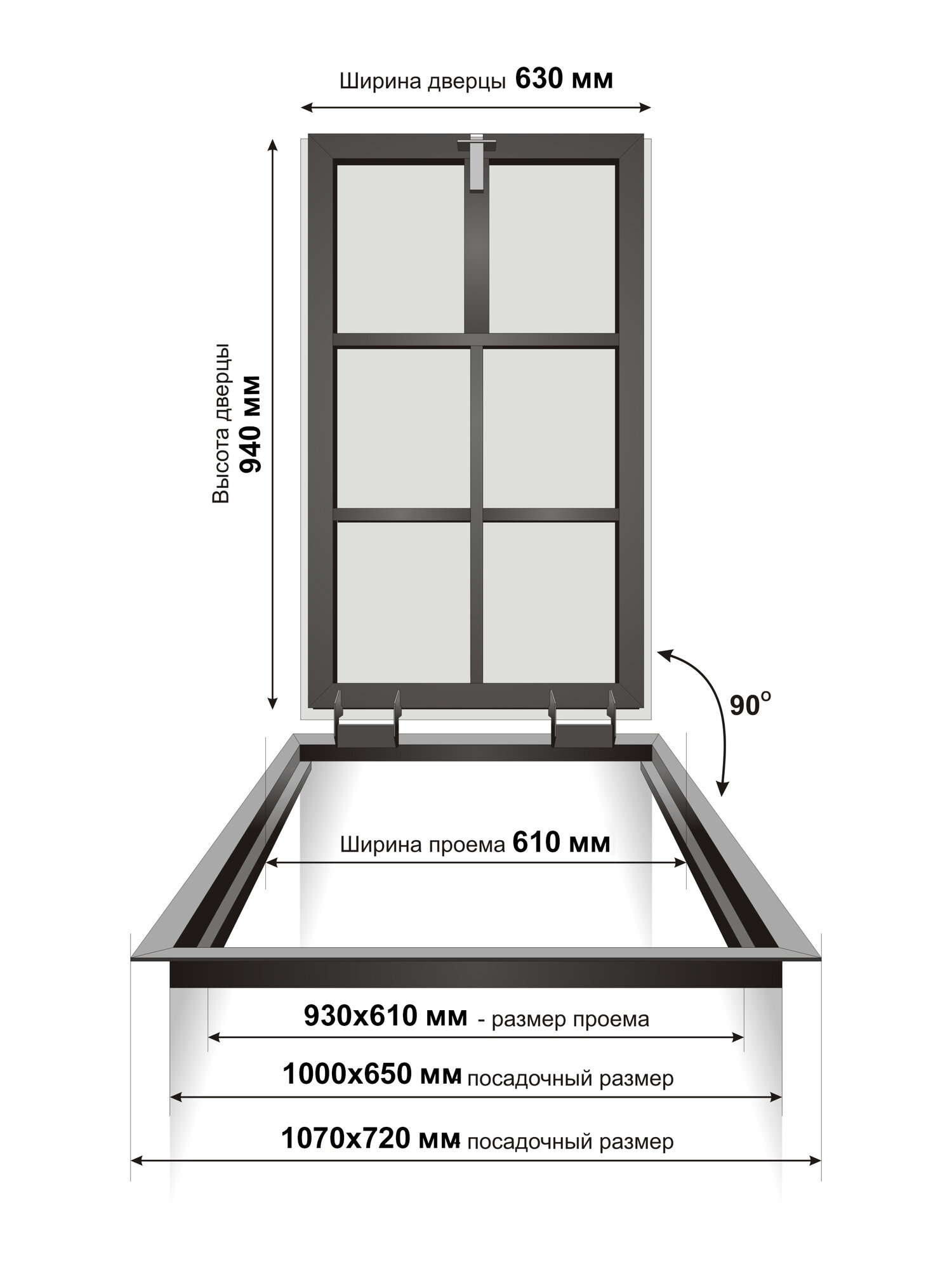 Напольный люк под плитку П1000х650 самоподъемный невидимый с газовыми амортизаторами, петли по узкой стороне для погреба в подвал