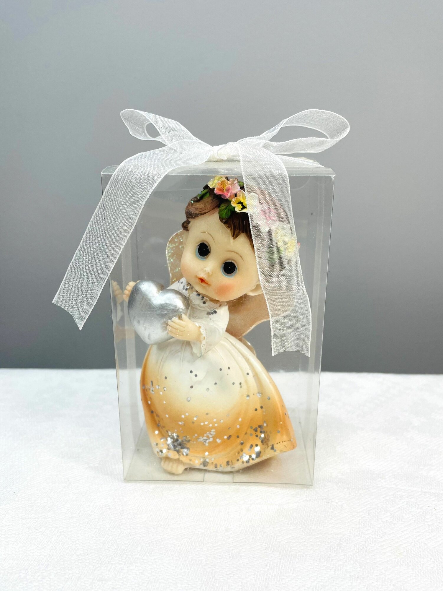 Кукла - статуэтка, фигурка девочка, декоративная оранжевая, "Рождественский Ангел" федерация - 1 шт