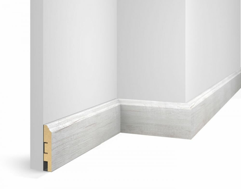 Плинтус Cosca WP07 Экошпон, Дуб Эффект Светло-Серый В80хШ16хД2400 мм / Коска.