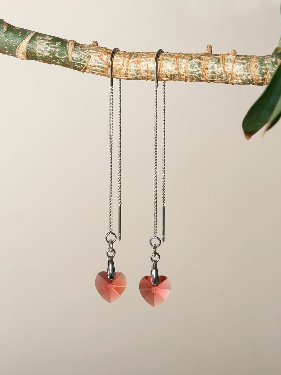 Серьги цепочки, кристаллы Swarovski, стекло