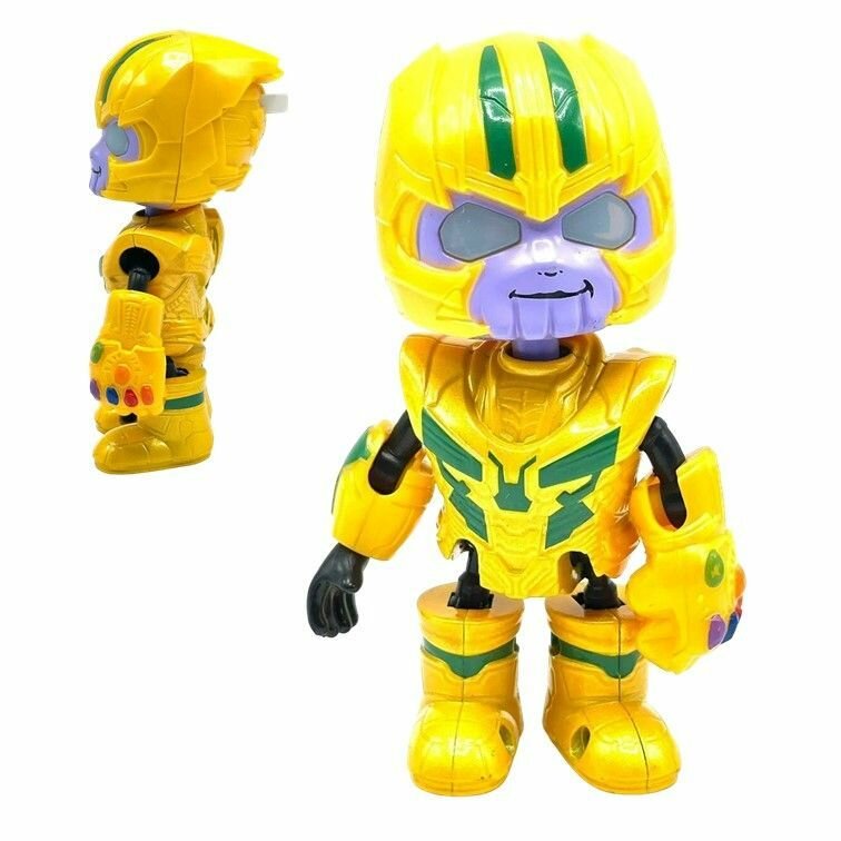 Металлическая фигурка игрушка для мальчика Мстители Танос 11см, Супергерои Marvel Avengers Thanos со светом и звуком