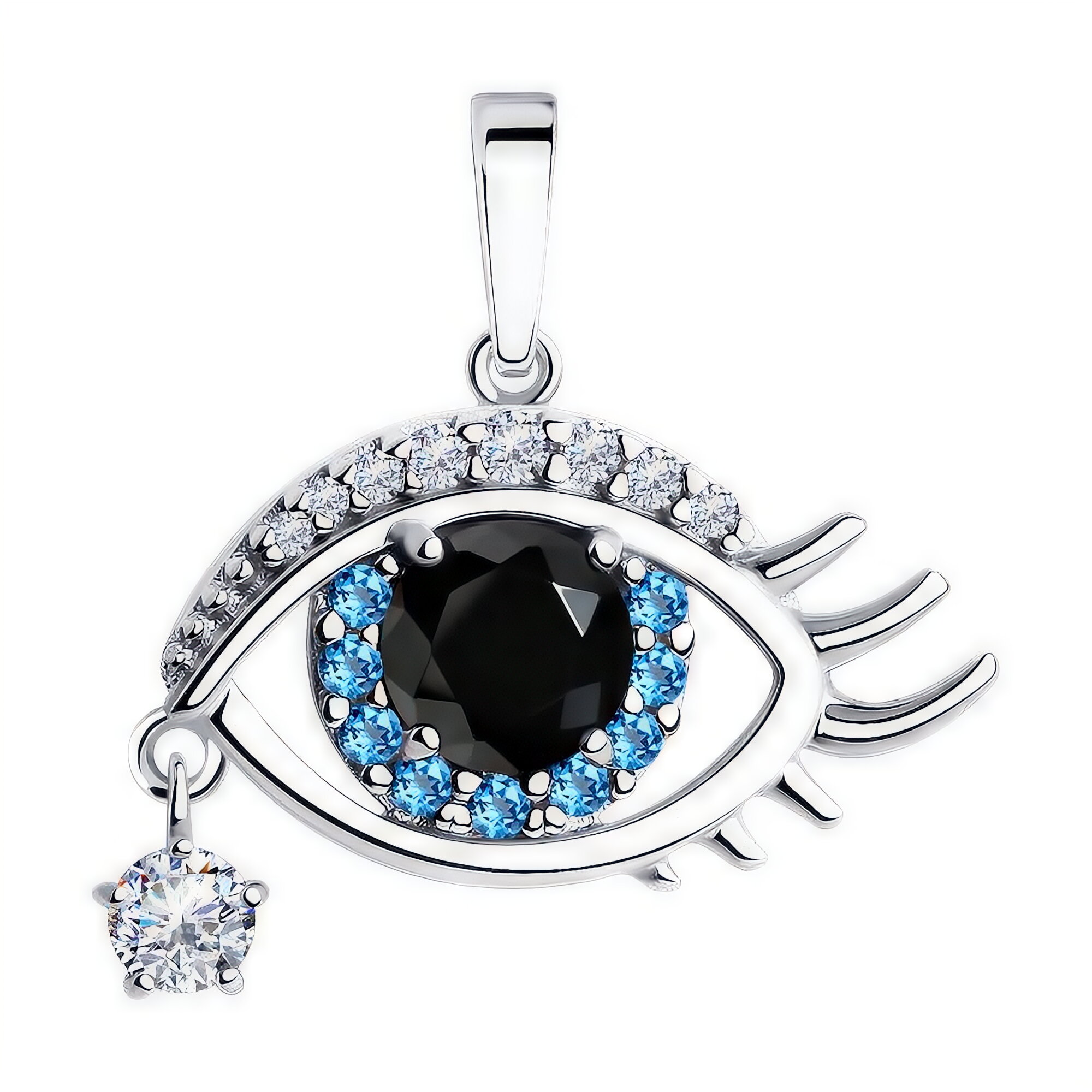 Подвеска, серебро, 925 проба, фианит