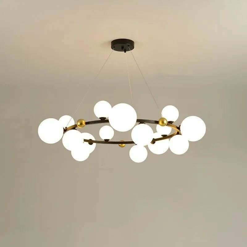 Современная, минималистичная и стильная люстра в виде шара с пузырьками золотого цвета с теплым светом-hubei