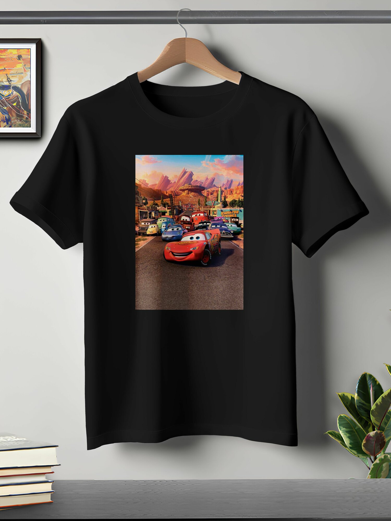 Футболка  Детская ONEQ 134 (9-10) размер с принтом Тачки, черная