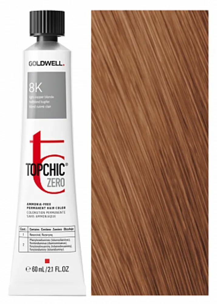 Goldwell TOPCHIC ZERO 8K светло-медный Безаммиачная стойка краска для волос 60мл