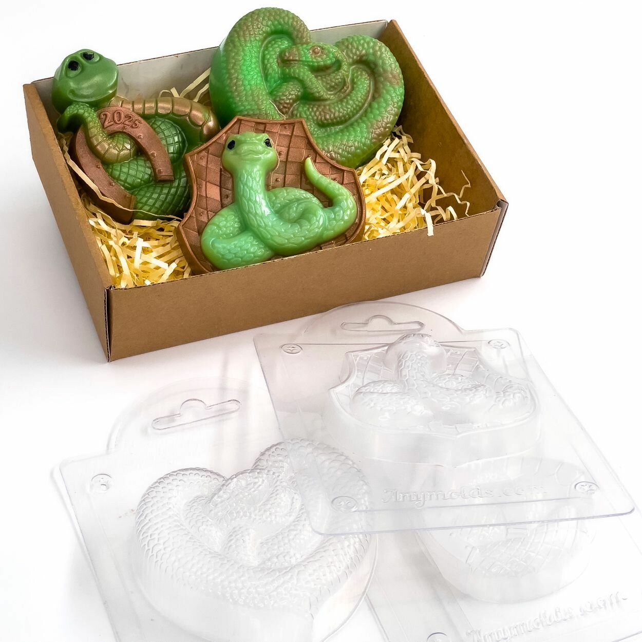 Формы AnyMolds "Змейки", символ 2025, для мыла и шоколада, пластик, прозрачные