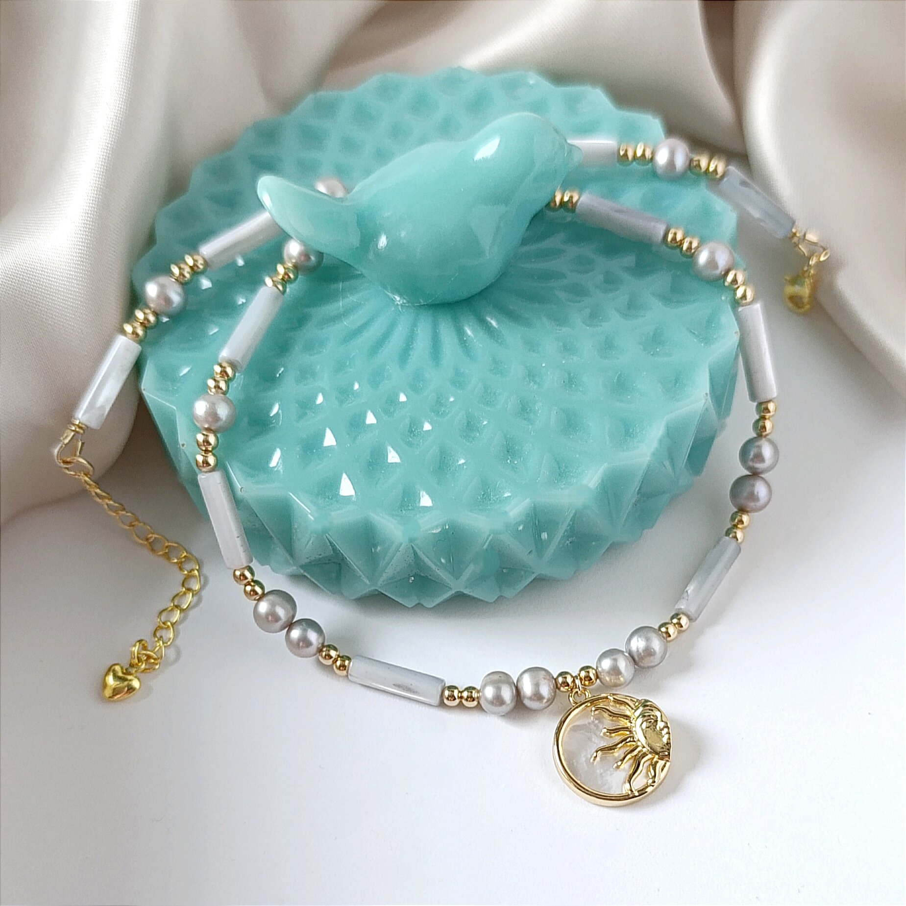 Колье, перламутр, жемчуг культивированный, перламутр синтетический