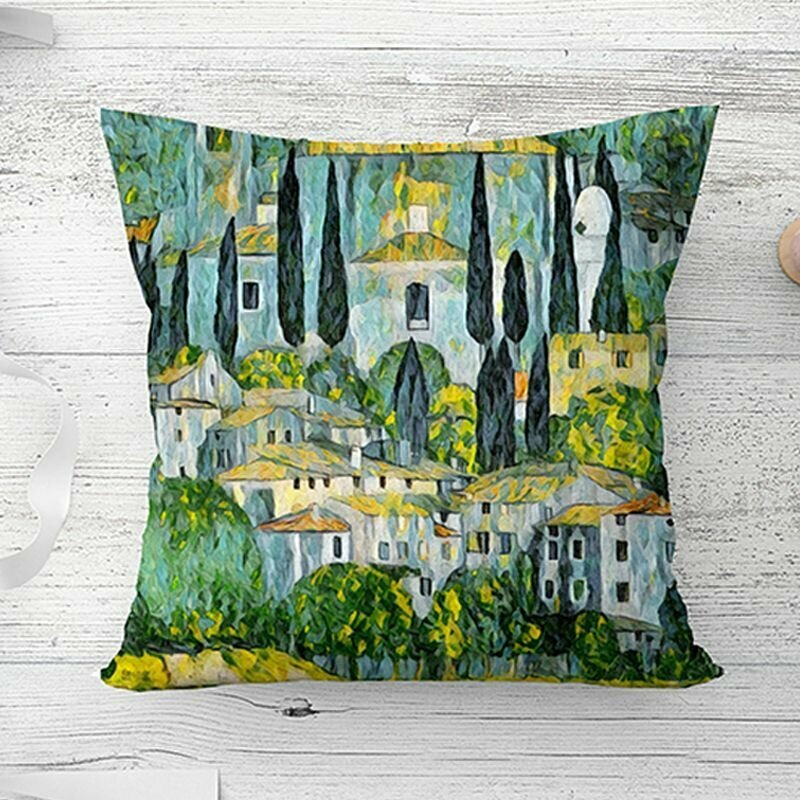 Подушка декоративная Церковь в Кассоне Климт 40х40 велюр