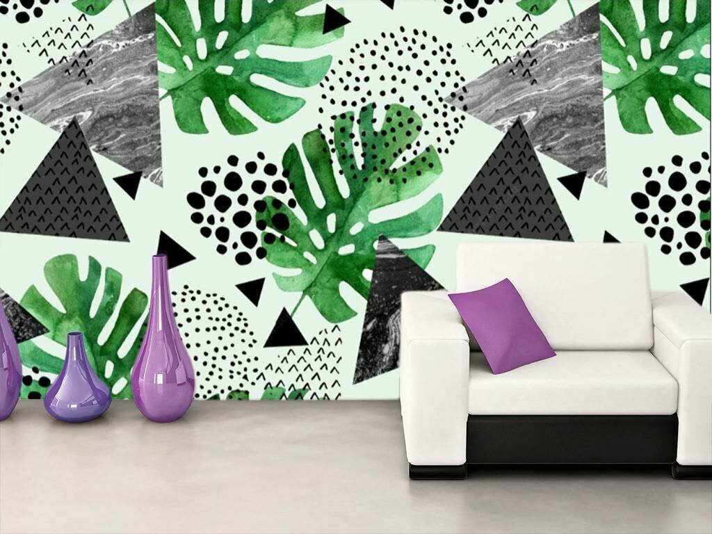 Фотообои Тропическая геометрия 15-554-XL 315 х 510 см (ВхШ) Бесшовные, флизелиновые, влагостойкие обои MasterFresok