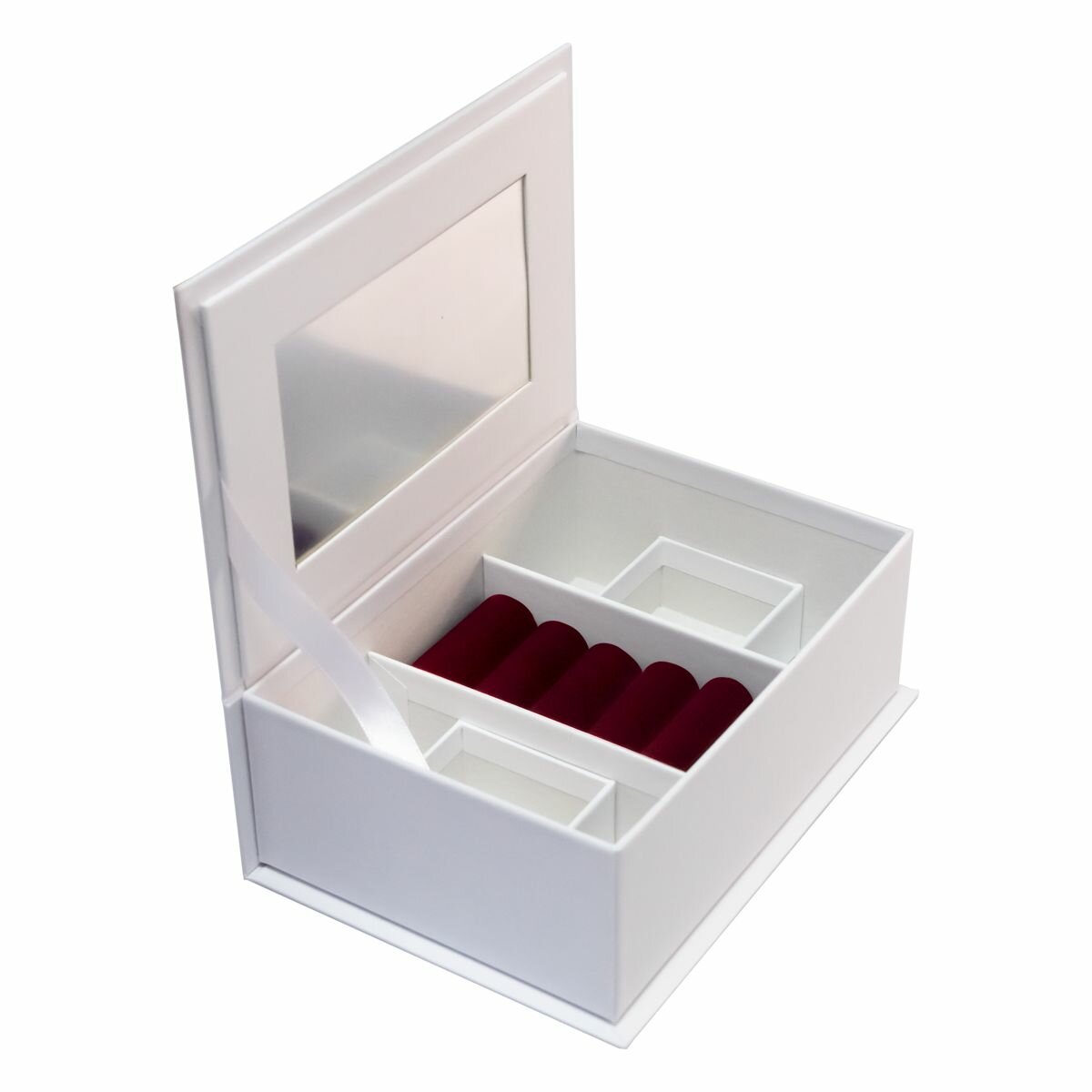 Коробка для хранения украшений, мелочей и аксессуаров средняя, 205 x 145 x 75 мм. "Треугольники", белый