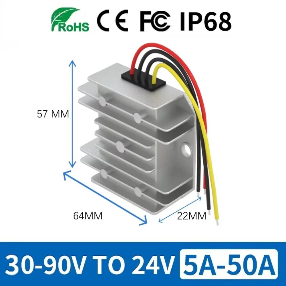 Kangwobei DC DC Converter 48V 60V 72V to 24V 36V 48V (30-60V), 24V 20A