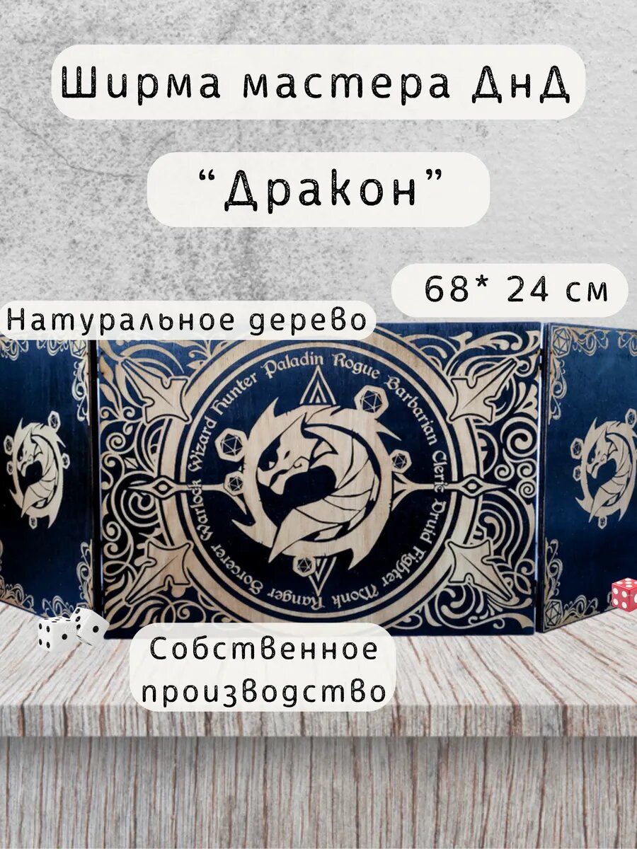 Ширма мастера ДнД 3 секции "Дракон", подарок для гм