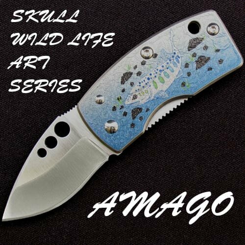 Нож туристический G-SAKAI Нож - зажим для купюр, VG-10, 96/41, рыба, клипса