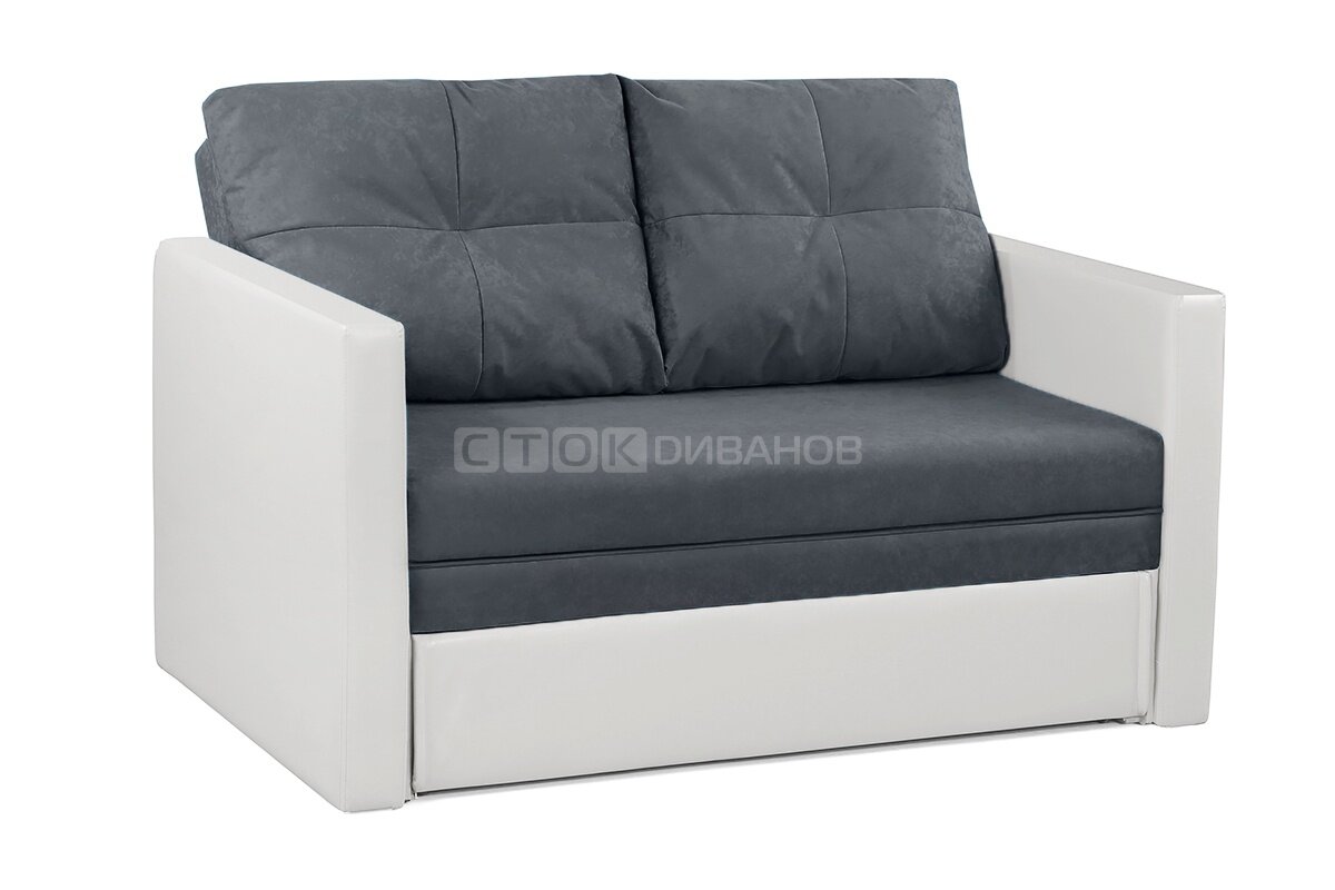 Диван Сток Диванов Альфа Cold бело-серый 150 см, механизм выкатной, с ящиком для хранения