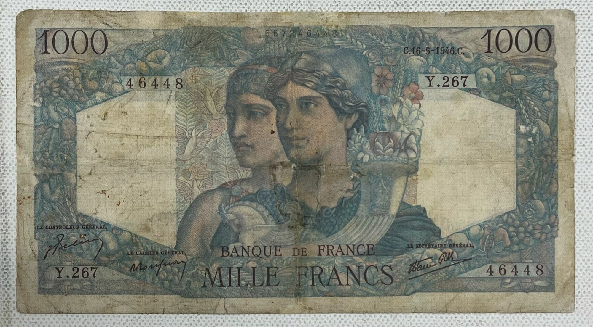 Франция 1000 франков 1946 года