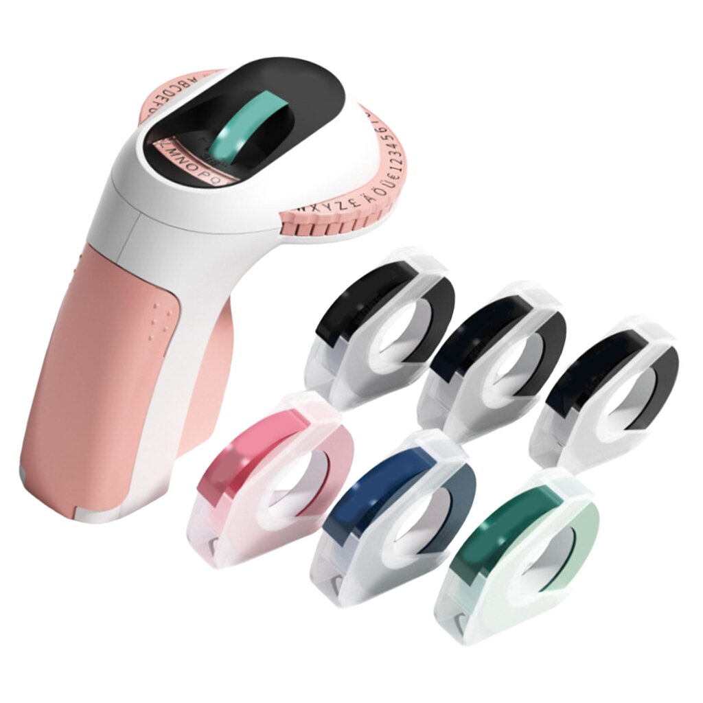 Модный портативный ленточный принтер этикеток E975, 6 рулонов-розовый