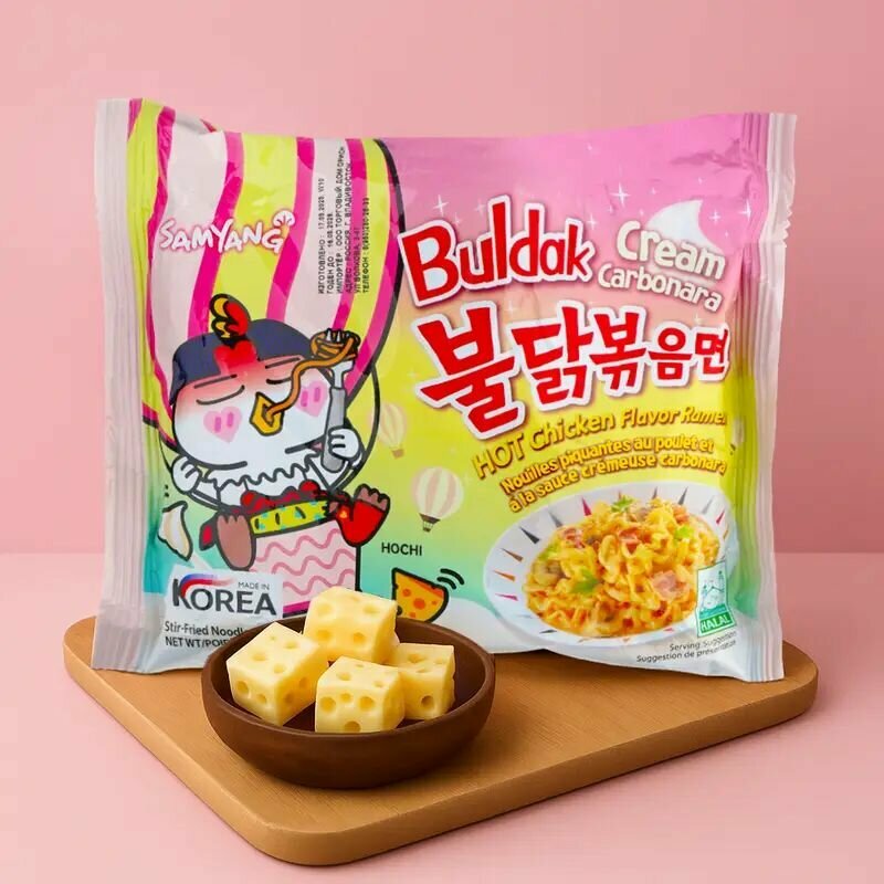 Лапша быстрого приготовления Булдак легендарный корейский продукт, яркое сочетание сыра и фирменного острого соуса, 145 г.