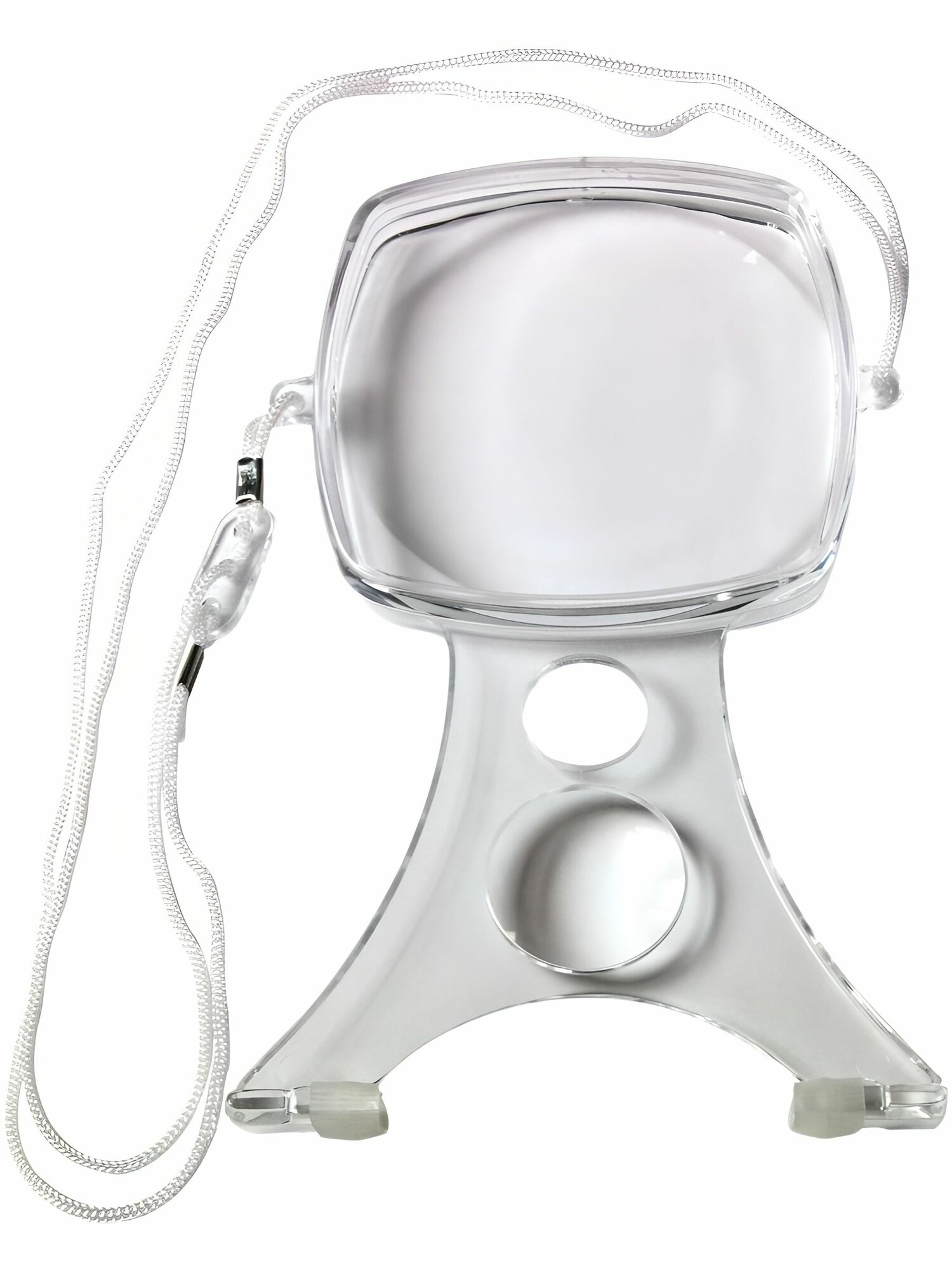 Лупа для вышивания и вязания 2.5х, 100х98 мм, 6х d 35 мм, пластиковая, с шнурком для крепления.