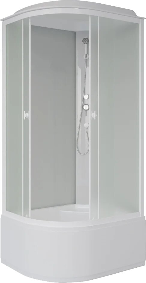 Душевая кабина Niagara Promo P100/80/40R/MT стеклянная, 100x80, высокий поддон, закрытая (с крышей), с матовым стеклом, без гидромассажа с белым профилем с функцией тропический душ