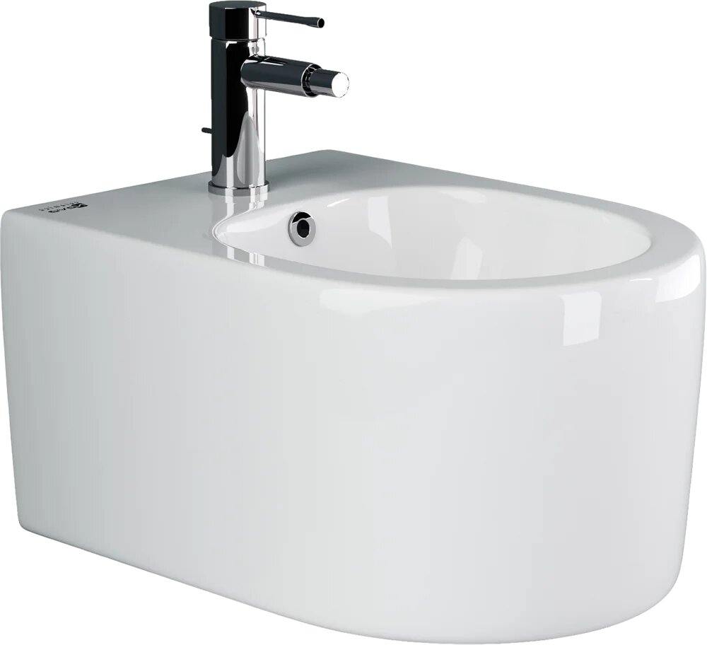 Биде подвесное Ceramicanova Moments CN3004 глянцевое белое, с донным клапаном