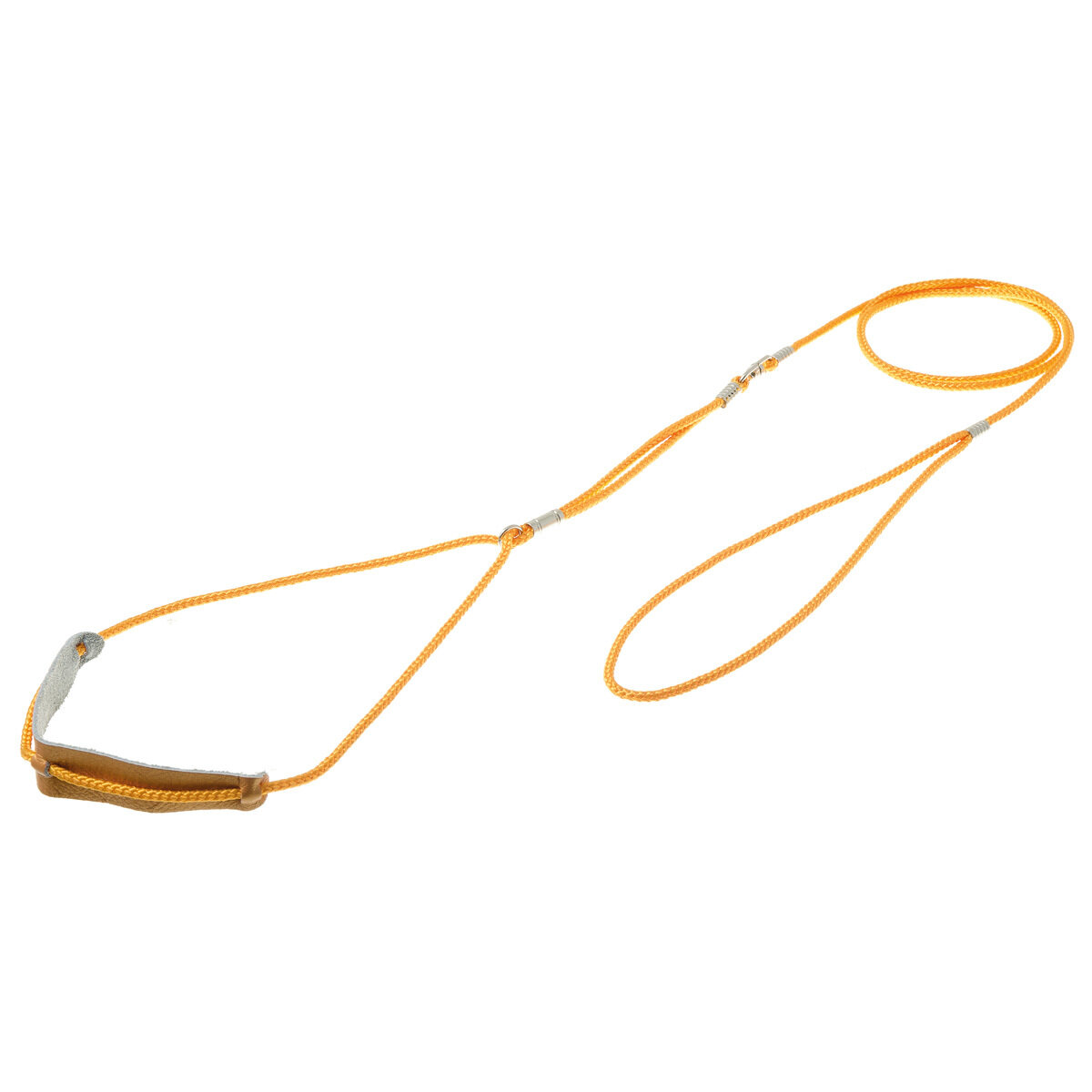 Ринговка для собак с кожаным расширителем, обхват до 58 см, нейлон ширина 2,5мм, длина 120 см, оранжевая, ZooOne