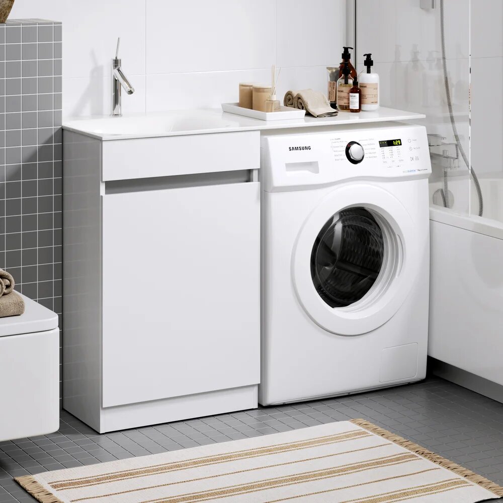 Тумба под раковину без столешницы Aqwella Forma с бельевой корзиной слева