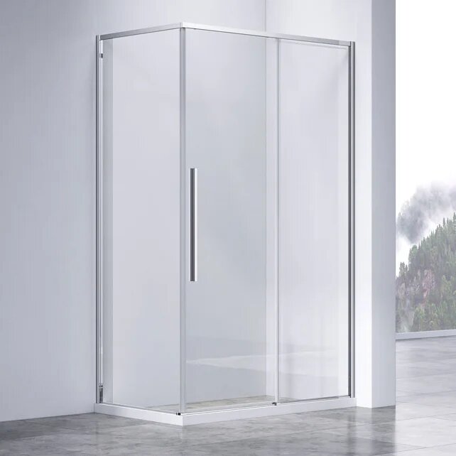 Душевой уголок Vincea Слим-Н (Slim-N) VSR-4SN8014CL без поддона, стеклянный, 140x80, раздвижной, итальянский