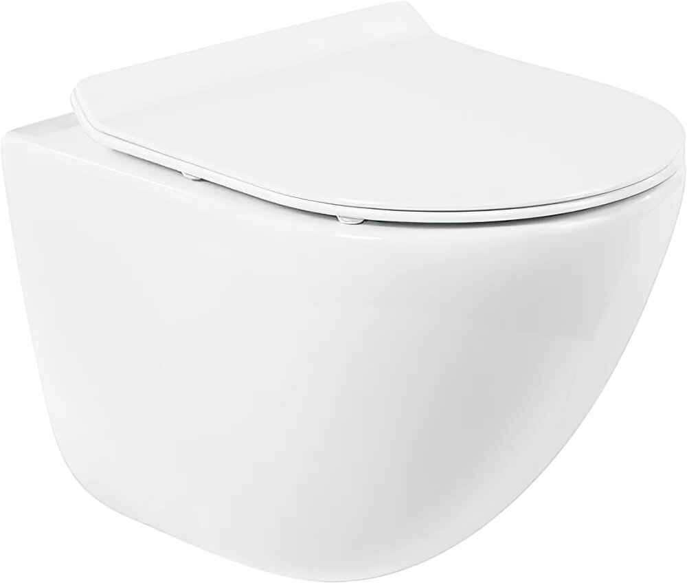 Унитаз подвесной BelBagno Amanda BB051CHR BB2111SC с микролифтом, безободковый, без бачка, фарфоровый, антивсплеск, белый овальный