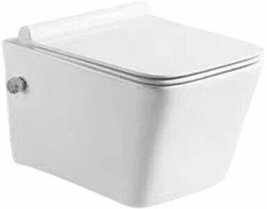 Унитаз подвесной SantiLine SL-5004SM-BD с микролифтом, безободковый, без бачка, антивсплеск, фаянсовый, с биде, белый, глянцевый, прямоугольный, сиденье для унитаза в комплекте