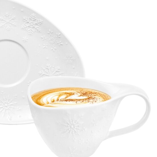 Elan Gallery Чайная пара "Снежинки" 2 предмета, чашка - 14,5х10х8 см 350 мл, блюдце - 17х15х2 см
