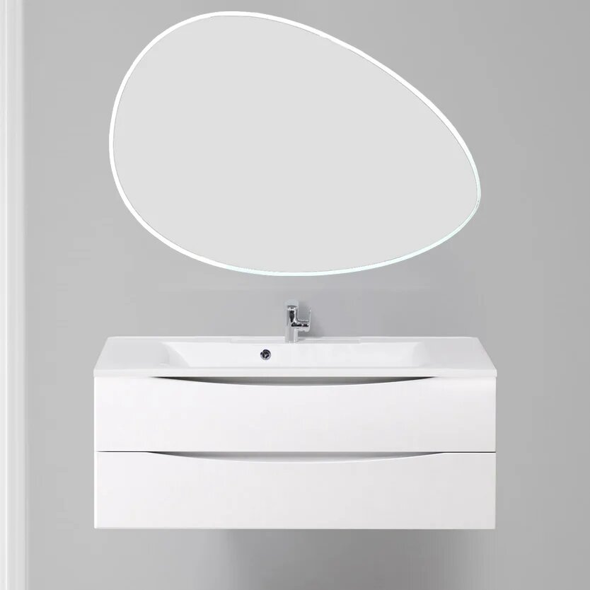 Мебель для ванной комнаты BelBagno Marino 120 bianco lucido, зеркало STWORKI Скаген